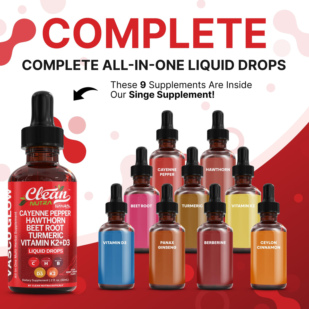 Clean Nutra Cayenne Pepper Drops Supplement Liquid + Hawthorn Berry, V ...